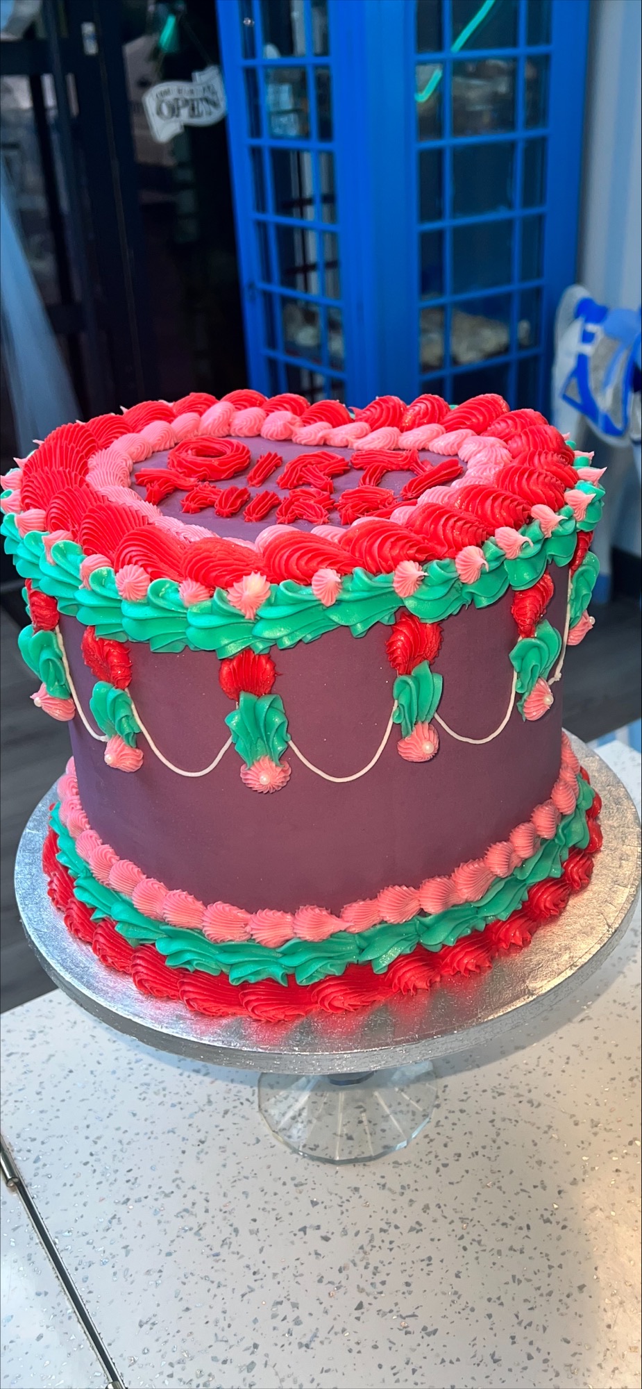 Classic Heart Shaped Piped Celebration Cake - Cakes By Rebecca